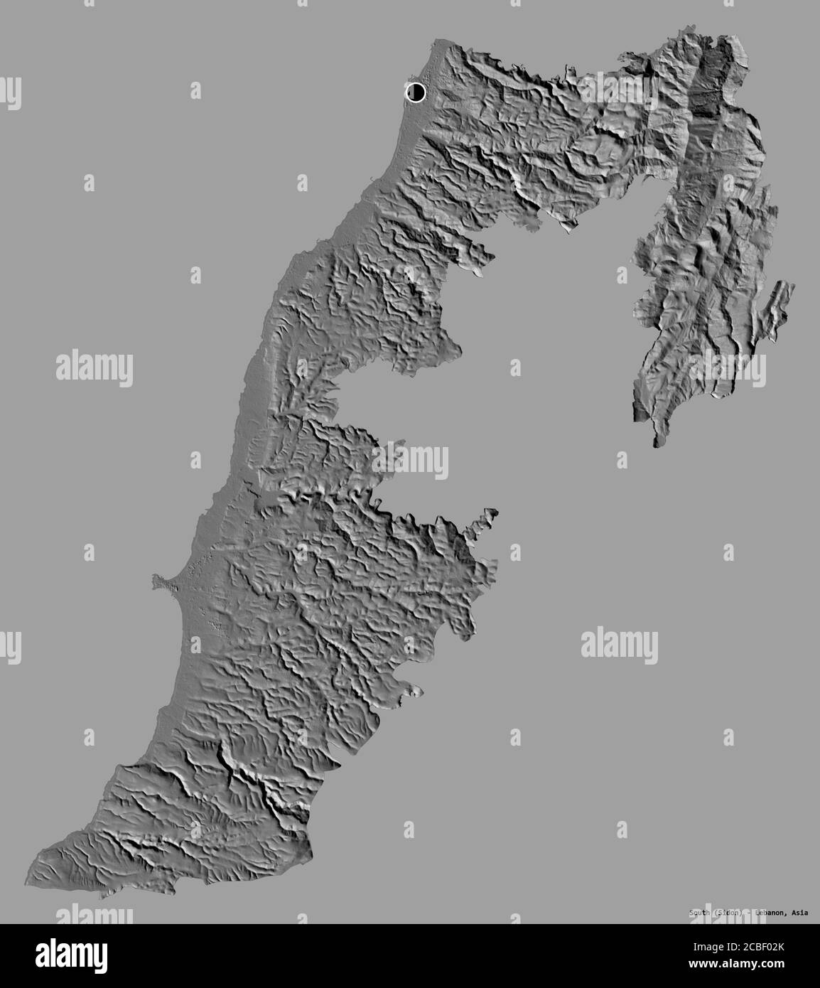 Shape of South, governorate of Lebanon, with its capital isolated on a ...