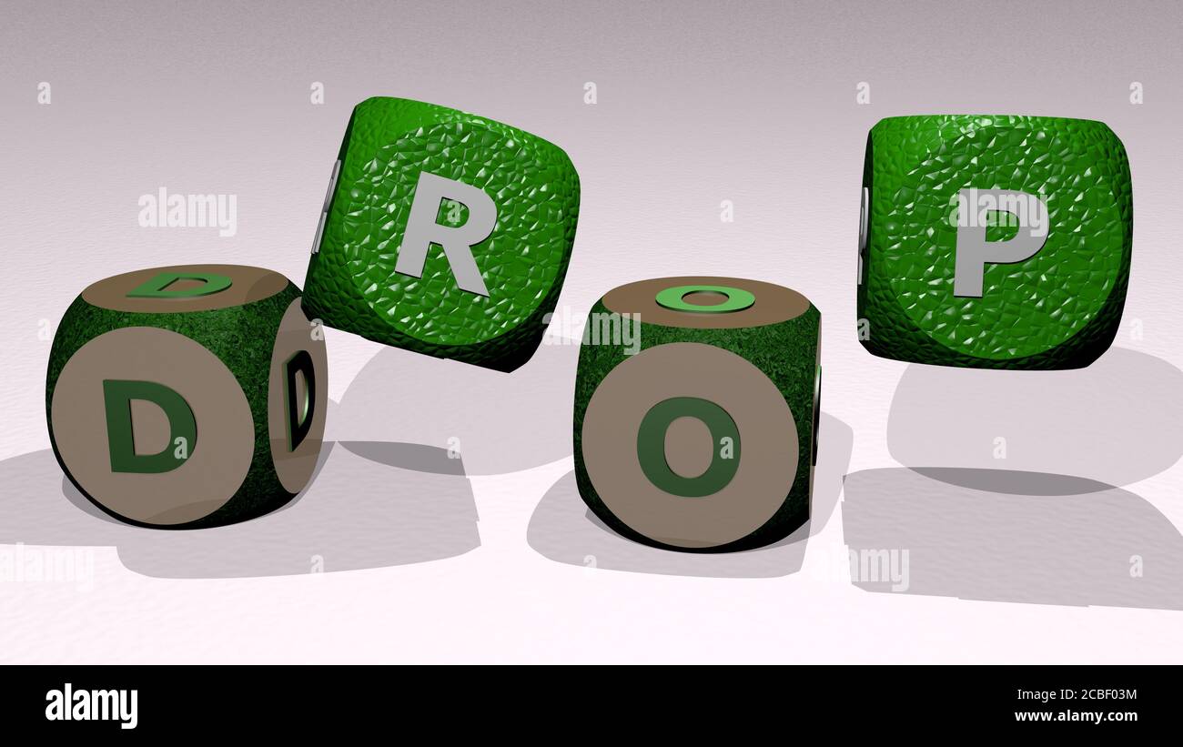 drop text by dancing dice letters - 3D illustration for background and ...