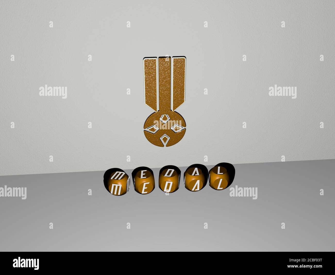 3D representation of MEDAL with icon on the wall and text arranged by ...