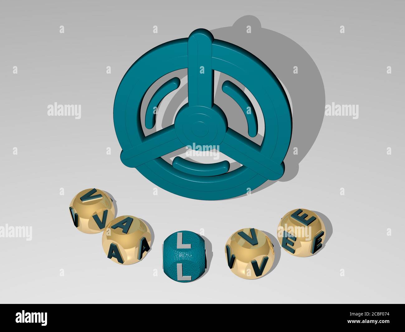 valve round text of cubic letters around 3D icon - 3D illustration for ...