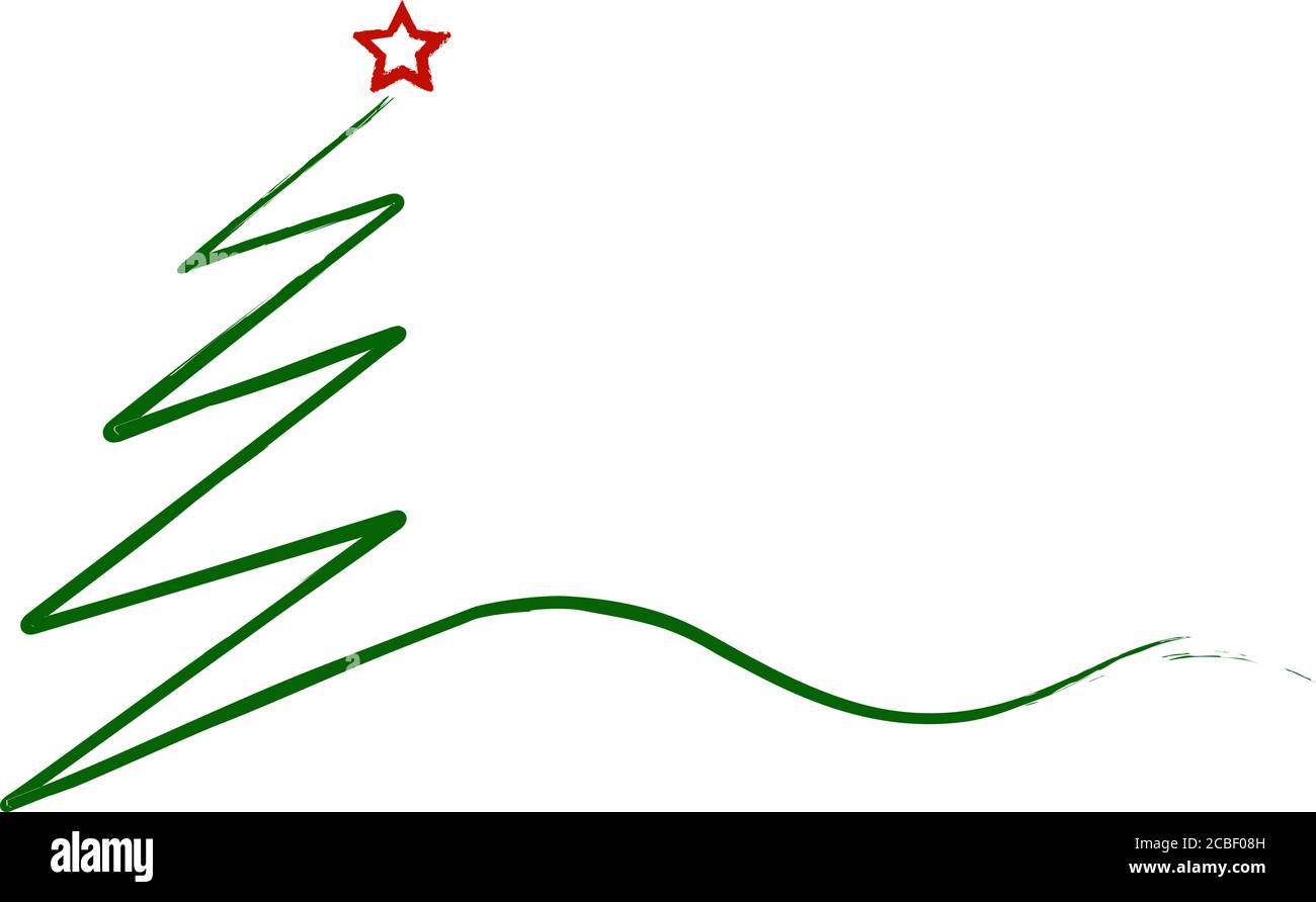 abstract christmas tree, xmas decoration, isolated on white, line art ...