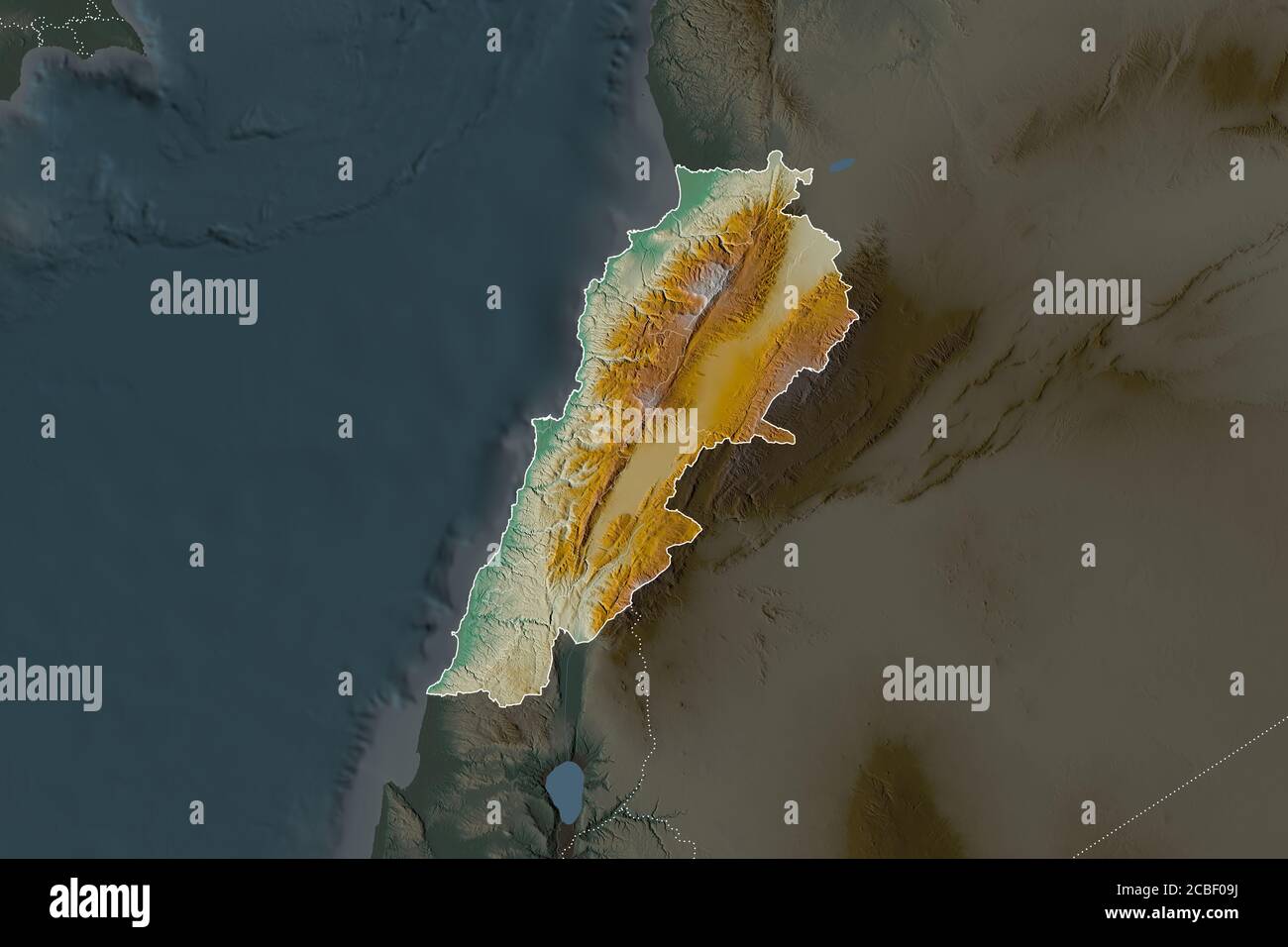 Shape of Lebanon separated by the desaturation of neighboring areas ...