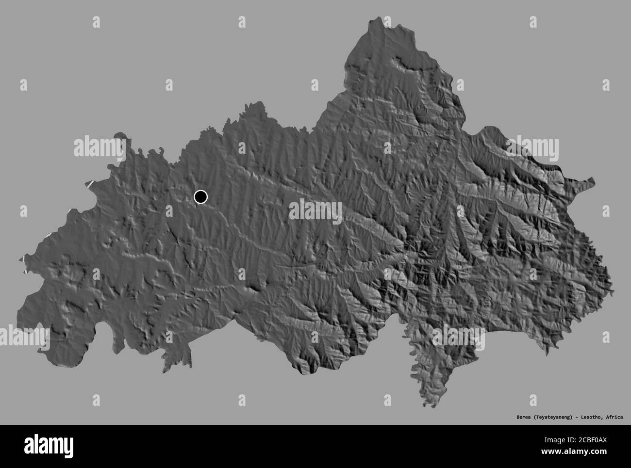 Shape of Berea, district of Lesotho, with its capital isolated on a ...