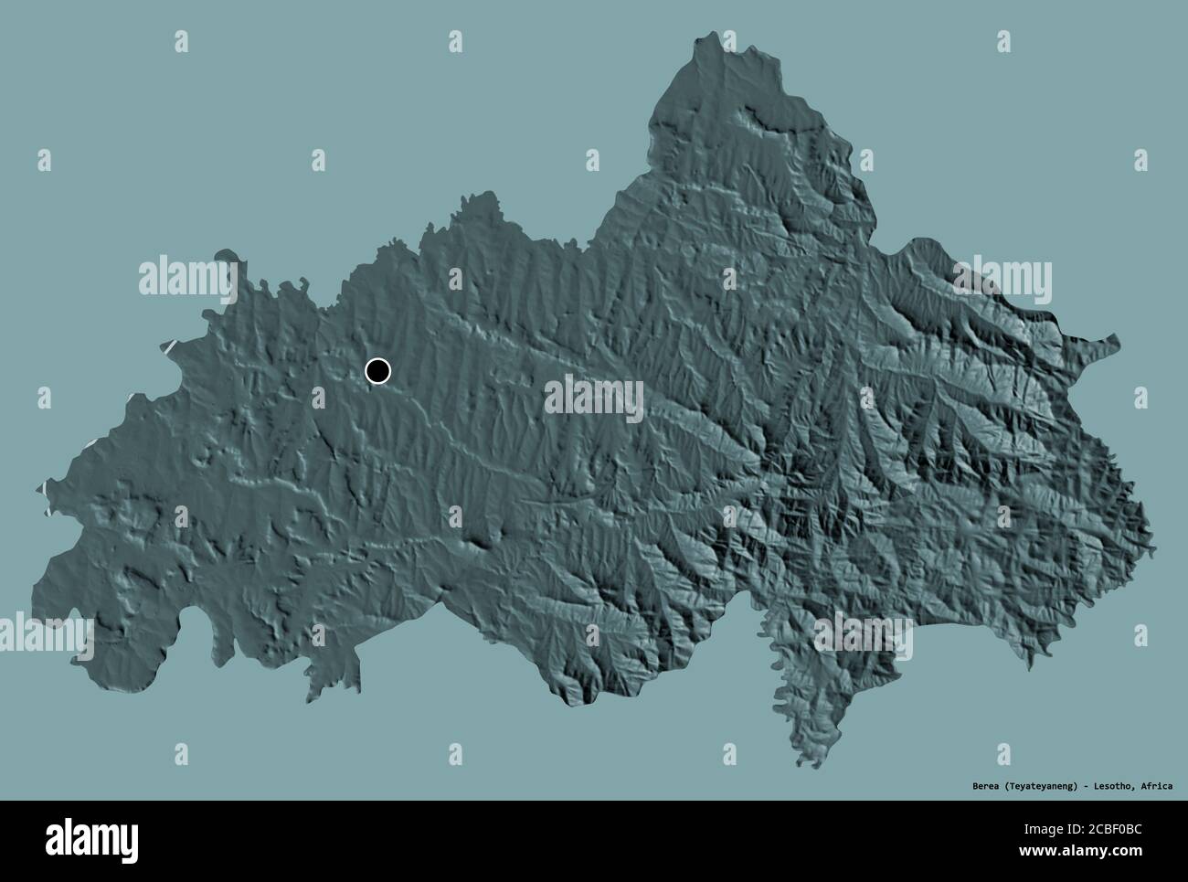 Shape of Berea, district of Lesotho, with its capital isolated on a ...