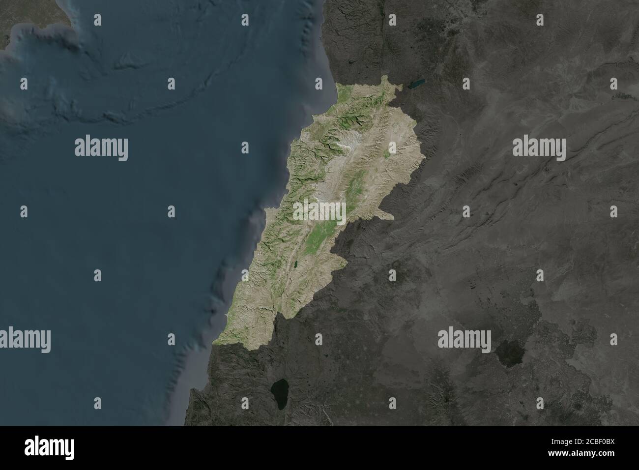 Shape of Lebanon separated by the desaturation of neighboring areas ...
