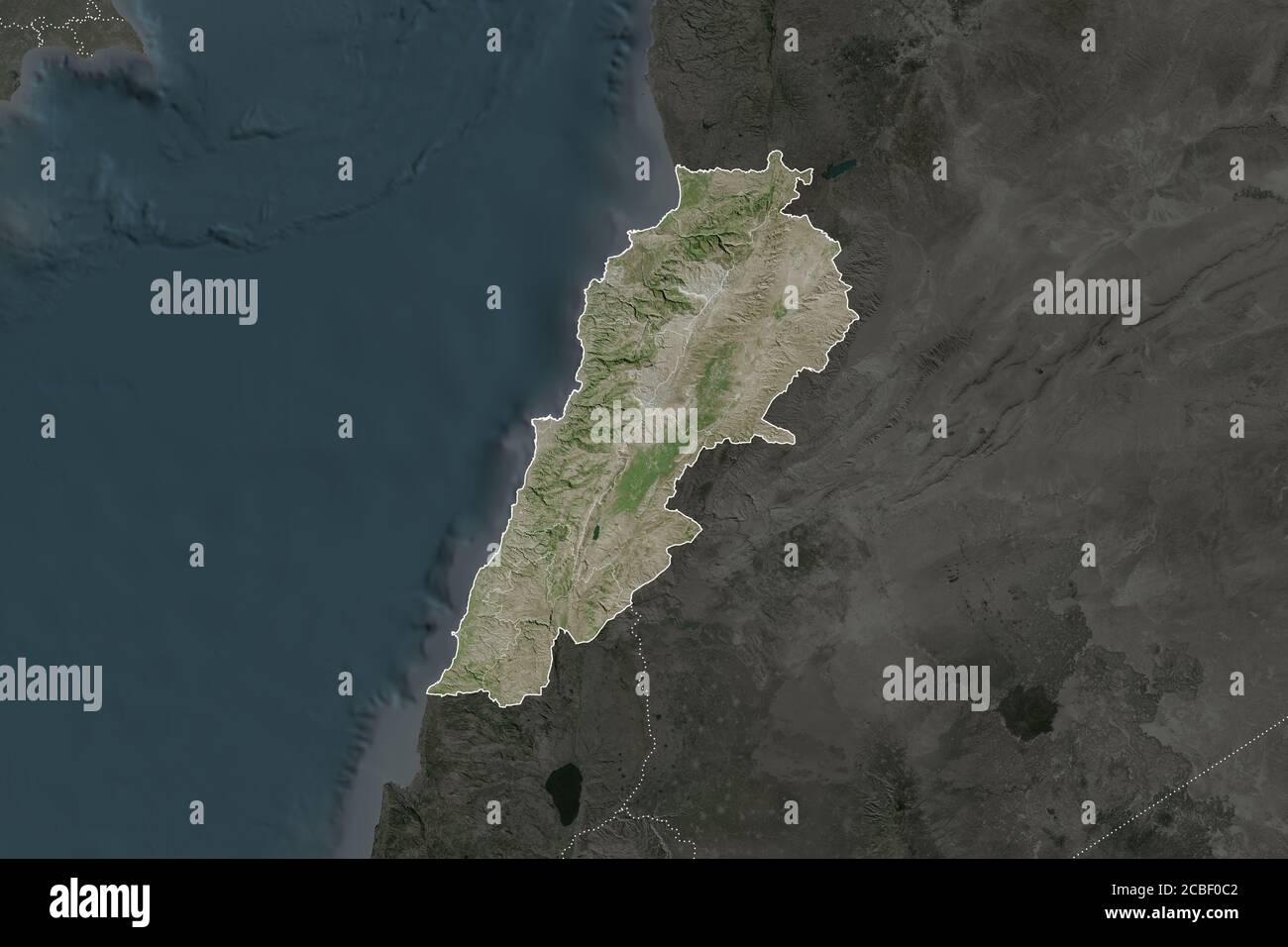 Shape of Lebanon separated by the desaturation of neighboring areas ...