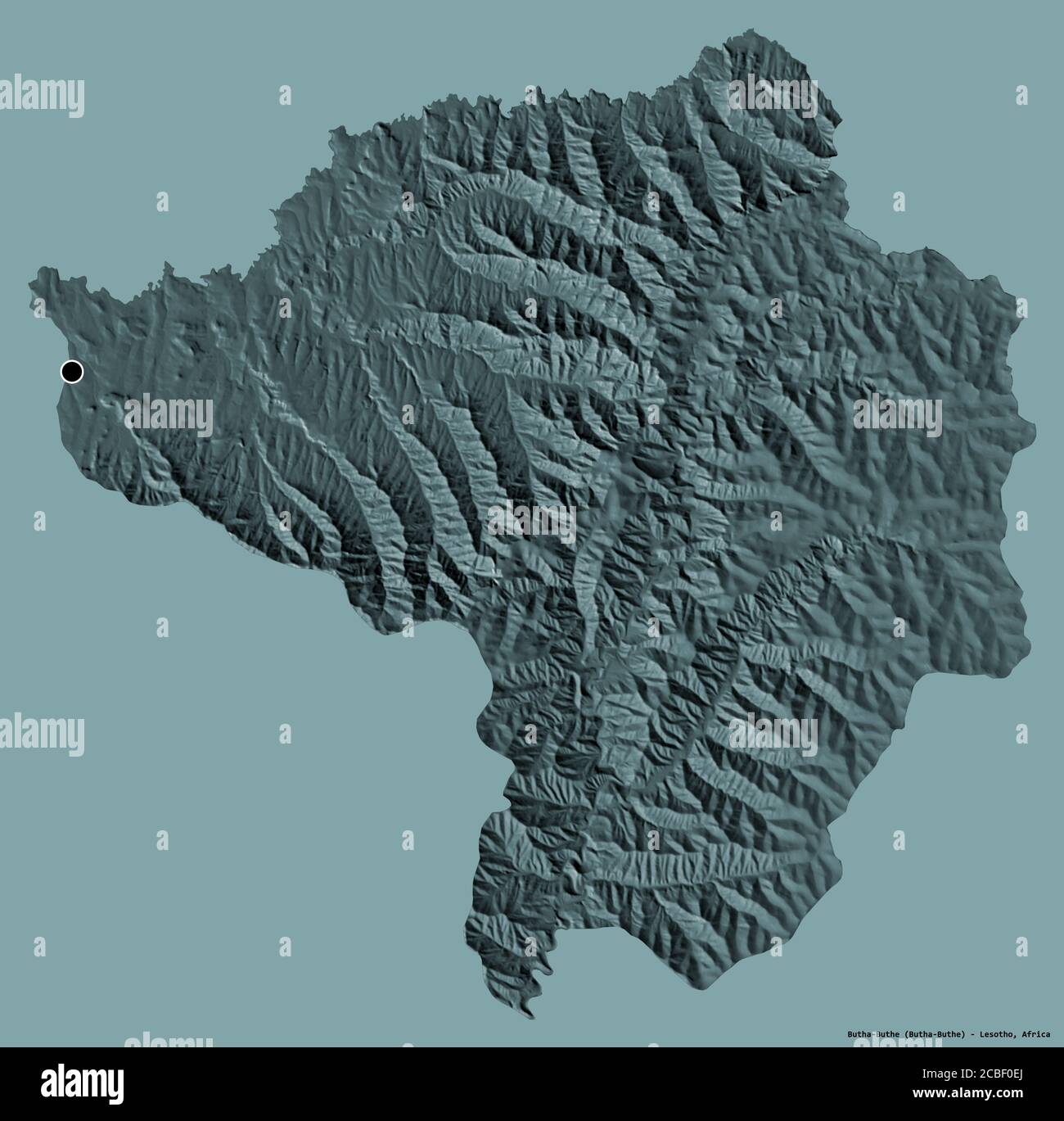 Shape of Butha-Buthe, district of Lesotho, with its capital isolated on ...