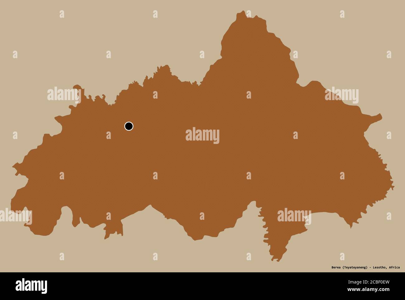 Shape of Berea, district of Lesotho, with its capital isolated on a ...
