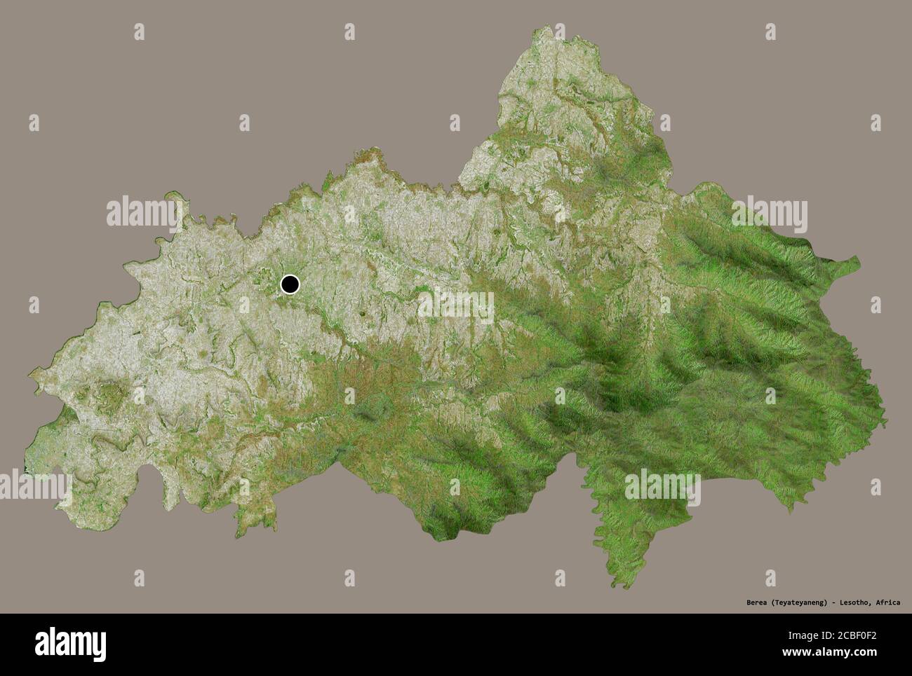 Shape of Berea, district of Lesotho, with its capital isolated on a ...