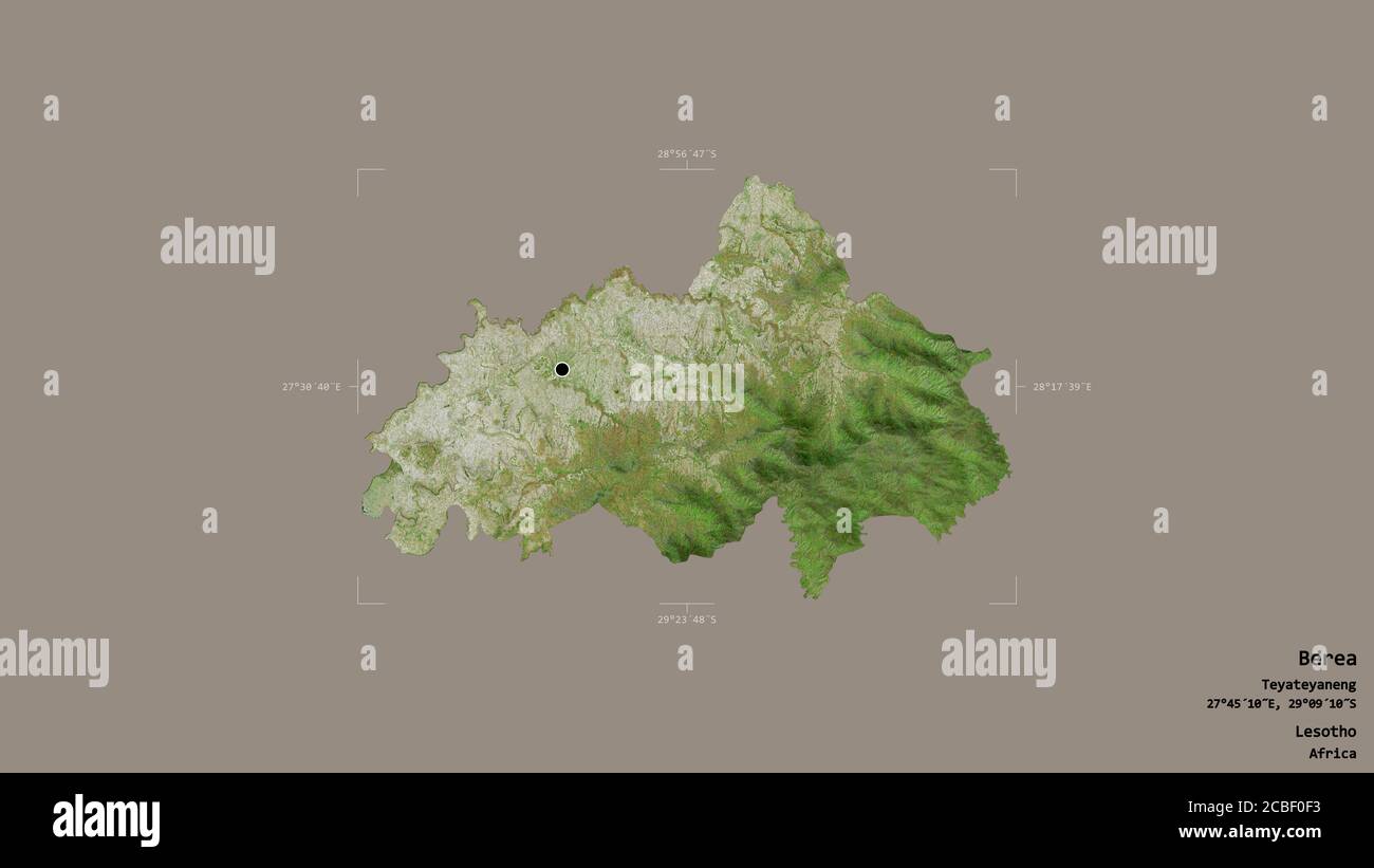 Area of Berea, district of Lesotho, isolated on a solid background in a ...