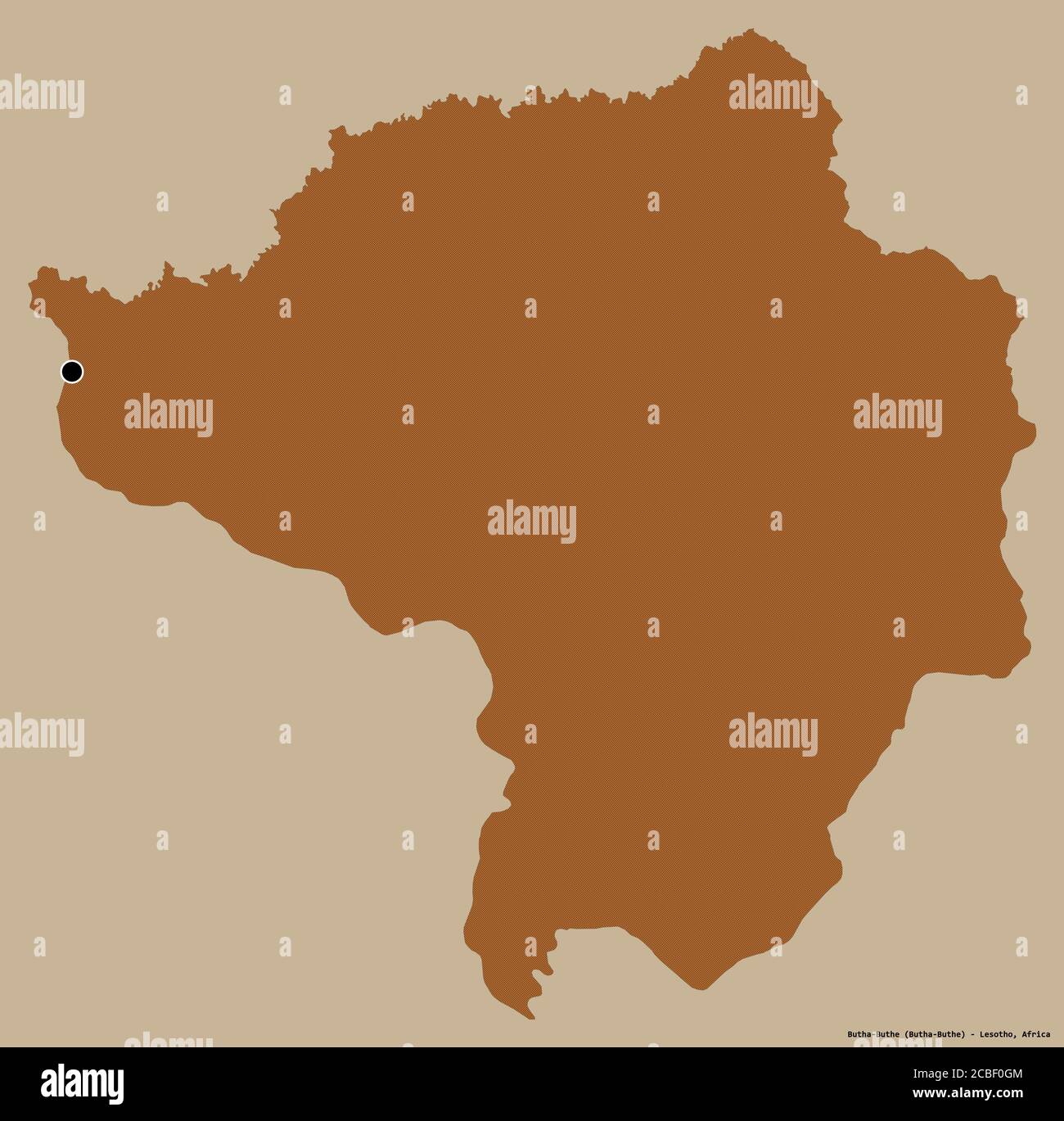 Shape of Butha-Buthe, district of Lesotho, with its capital isolated on ...