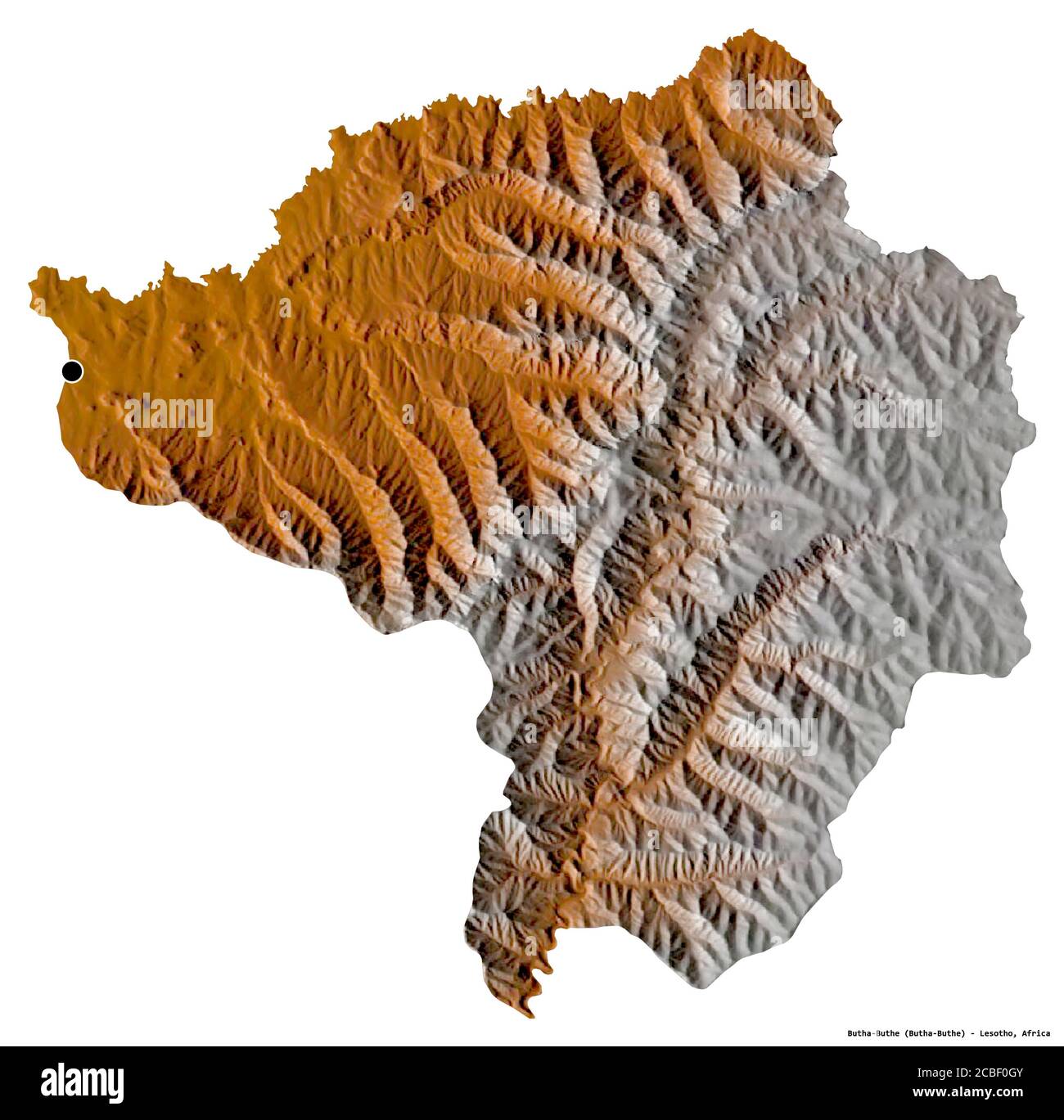 Shape of Butha-Buthe, district of Lesotho, with its capital isolated on ...