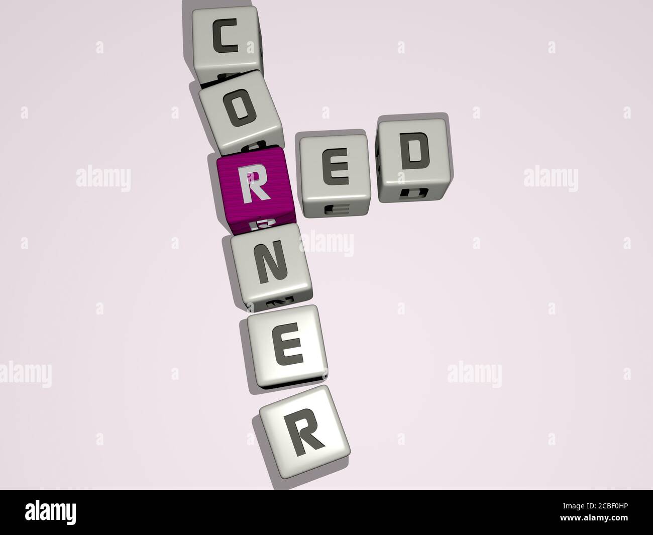 red corner crossword by cubic dice letters - 3D illustration for ...