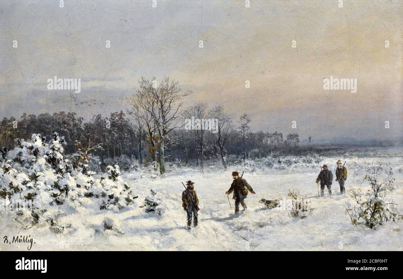 Hunters in the snow painting hi-res stock photography and images - Alamy