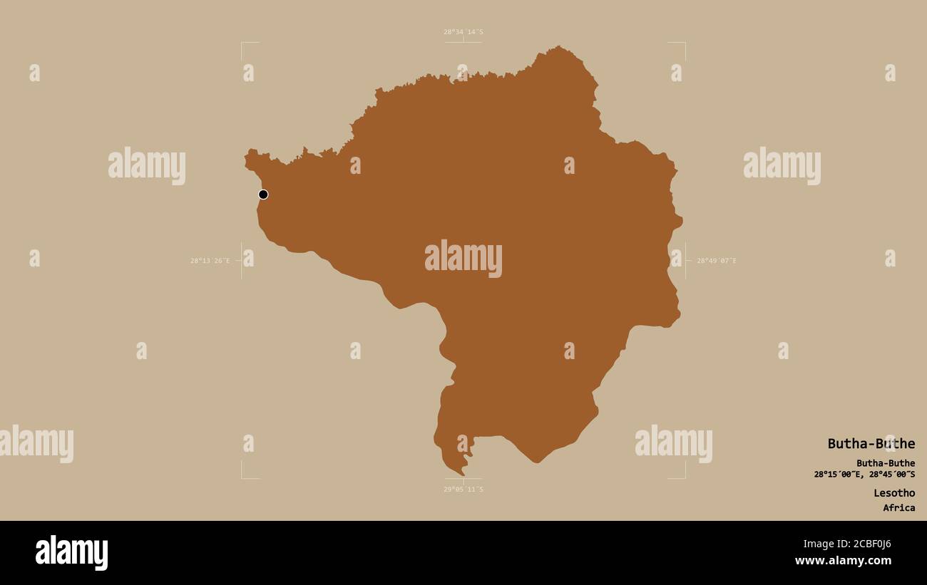 Area of Butha-Buthe, district of Lesotho, isolated on a solid ...