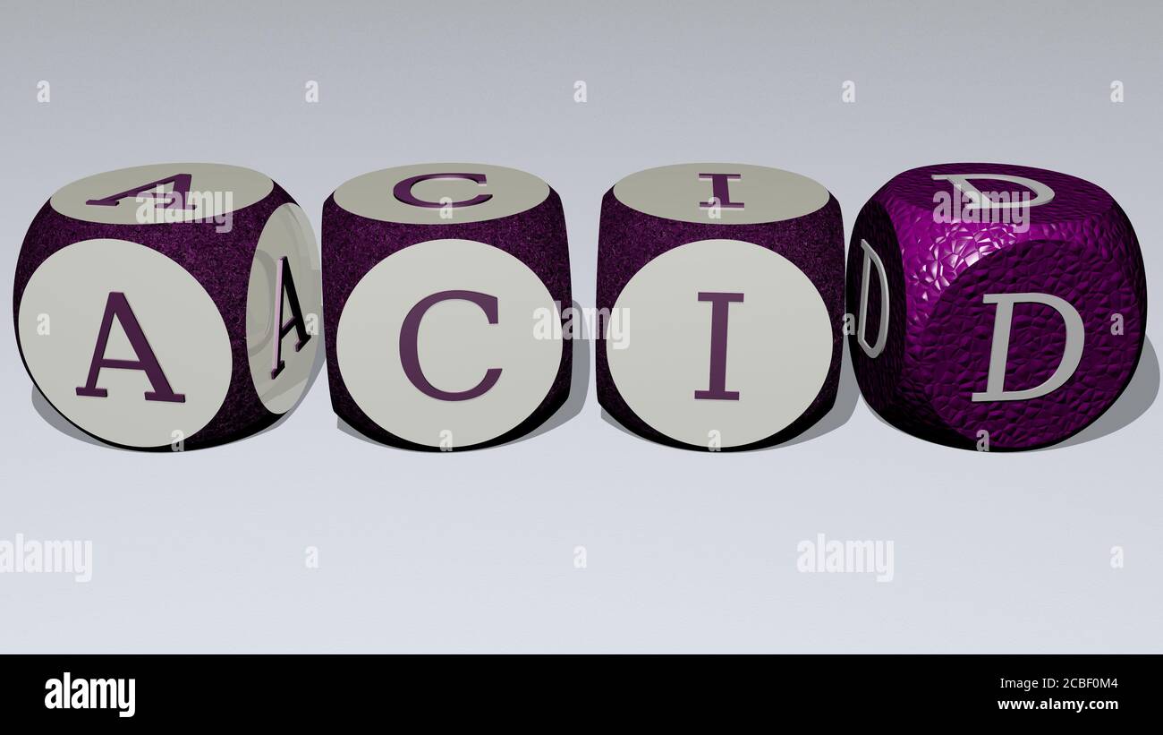 combination of ACID built by cubic letters from the top perspective ...