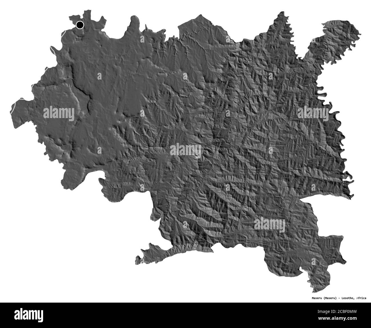 Shape of Maseru, district of Lesotho, with its capital isolated on ...