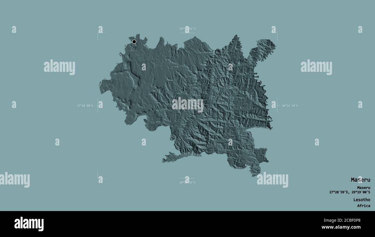 Area of Maseru, district of Lesotho, isolated on a solid background in ...