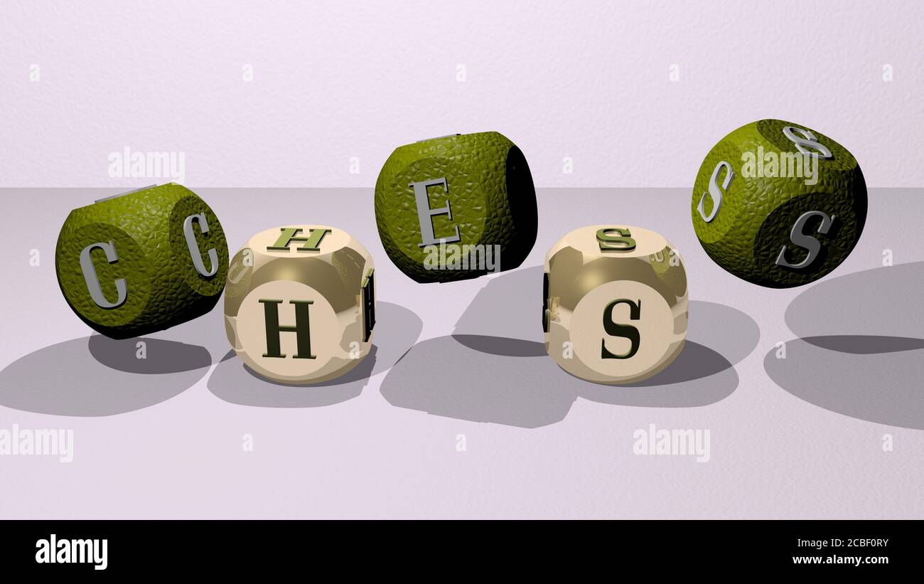 CHESS dancing cubic letters - 3D illustration for background and board ...