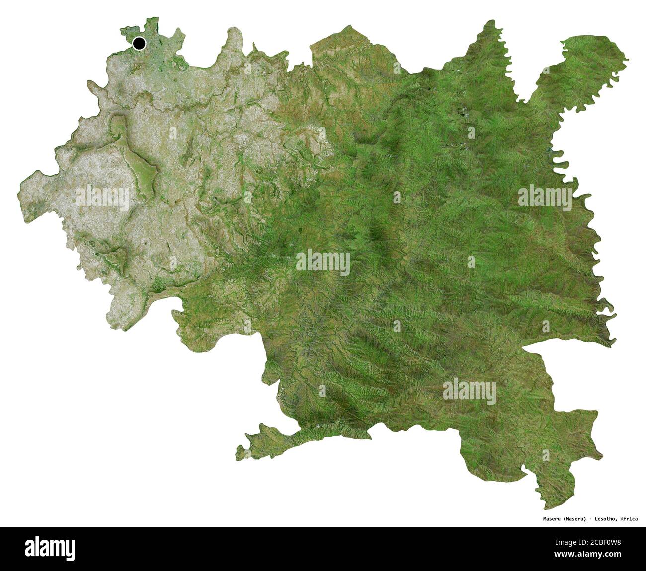 Shape of Maseru, district of Lesotho, with its capital isolated on ...