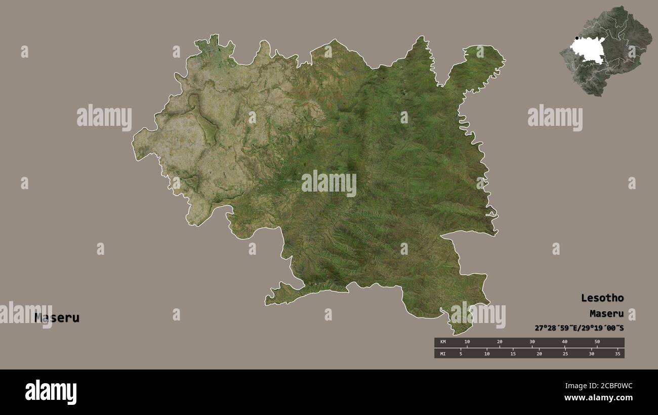 Shape of Maseru, district of Lesotho, with its capital isolated on ...