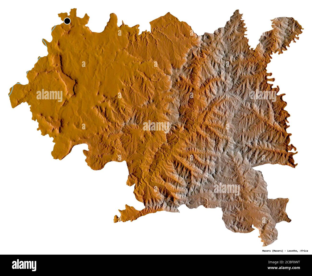 Shape of Maseru, district of Lesotho, with its capital isolated on ...