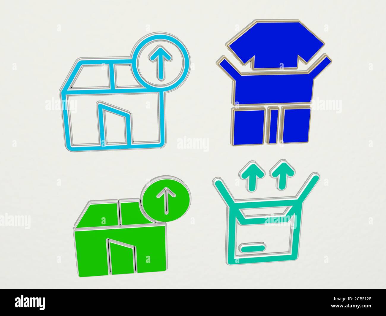 unboxing 4 icons set - 3D illustration for editorial and apple Stock ...