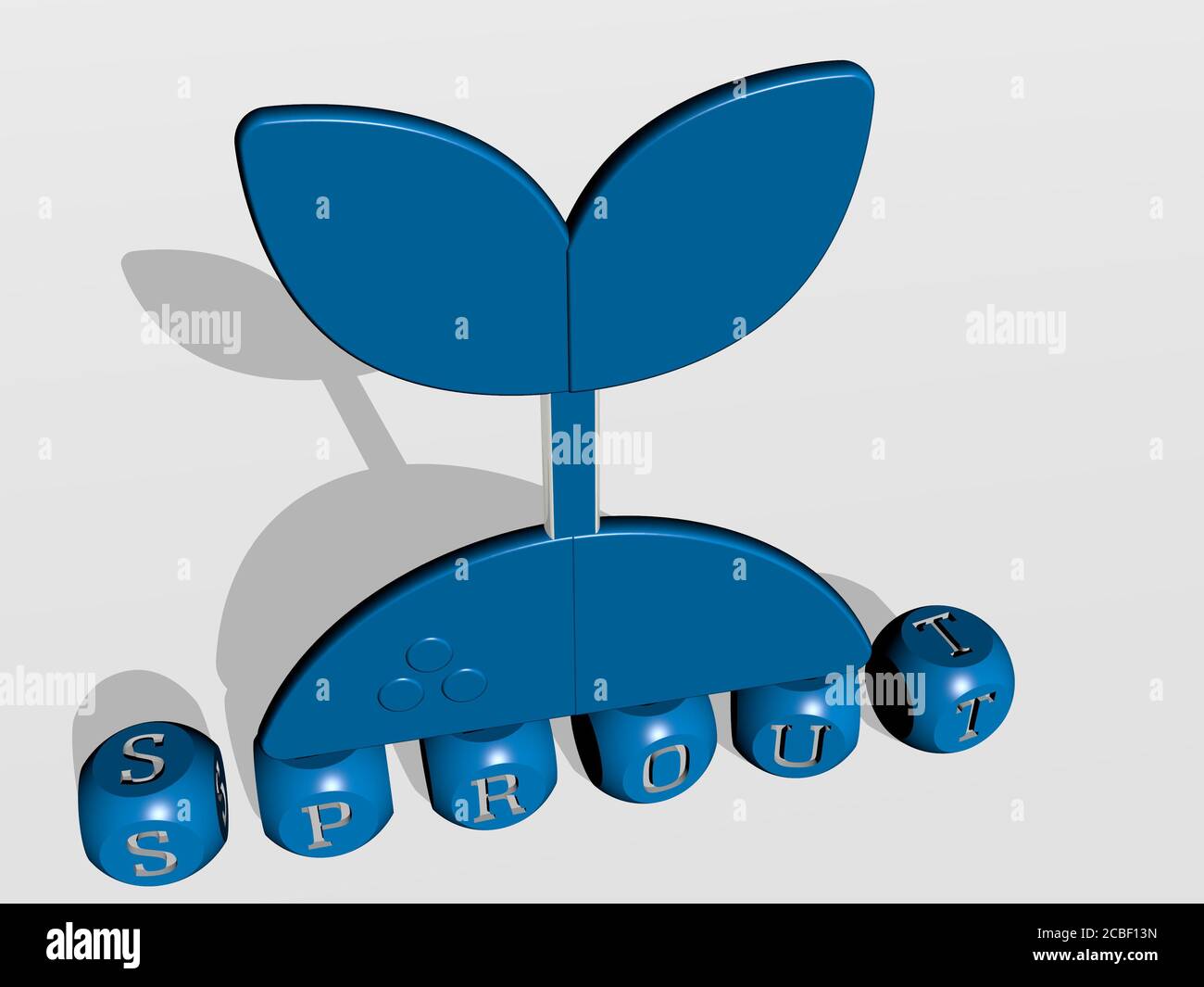 sprout cubic letters with 3D icon on the top - 3D illustration for ...