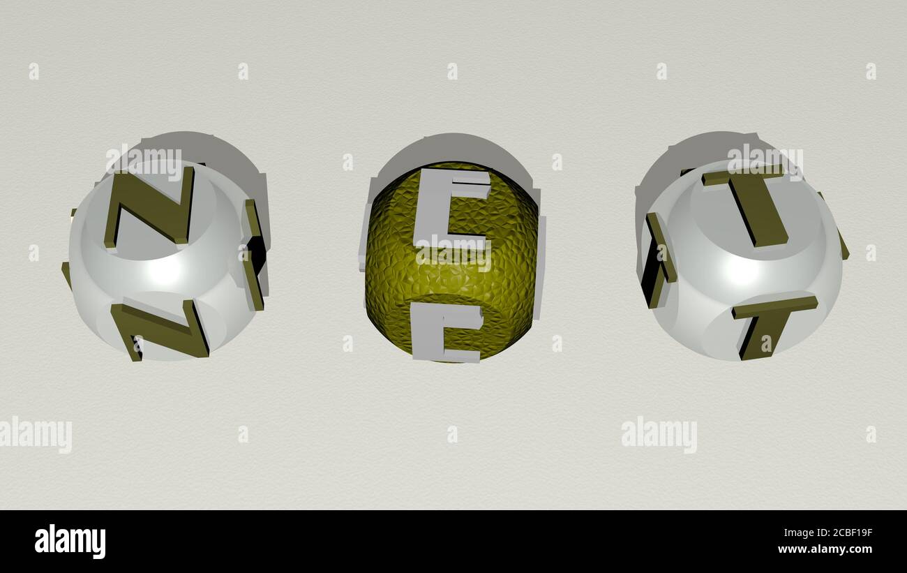 net text of cubic individual letters - 3D illustration for background ...