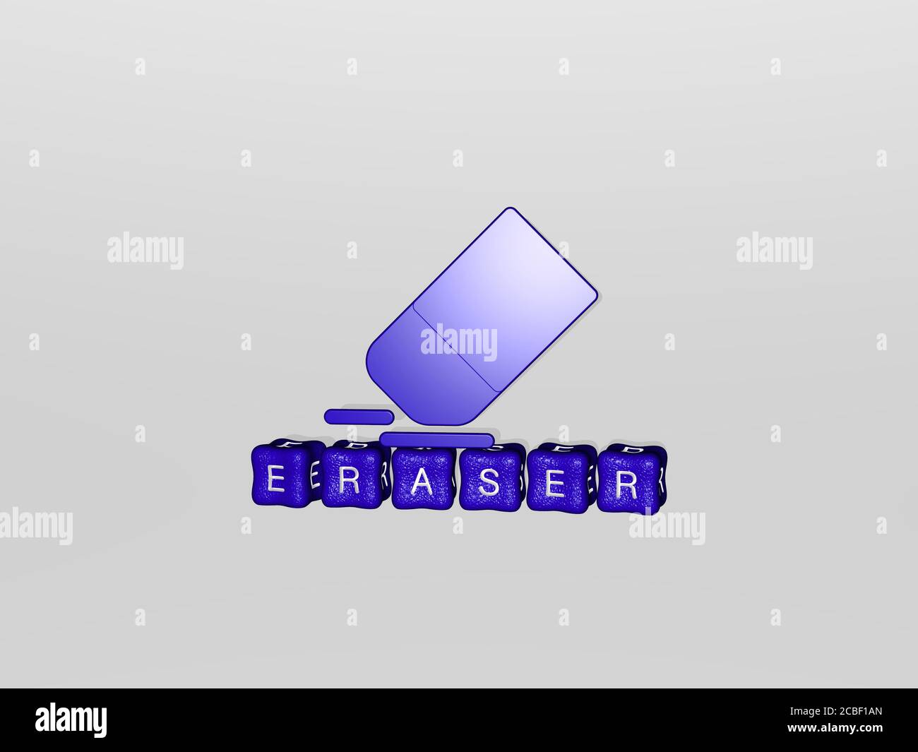 ERASER 3D icon on cubic text - 3D illustration for pencil and background Stock Photo - Alamy