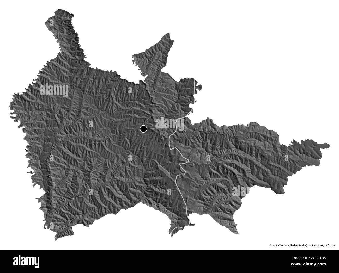 Shape of Thaba-Tseka, district of Lesotho, with its capital isolated on ...