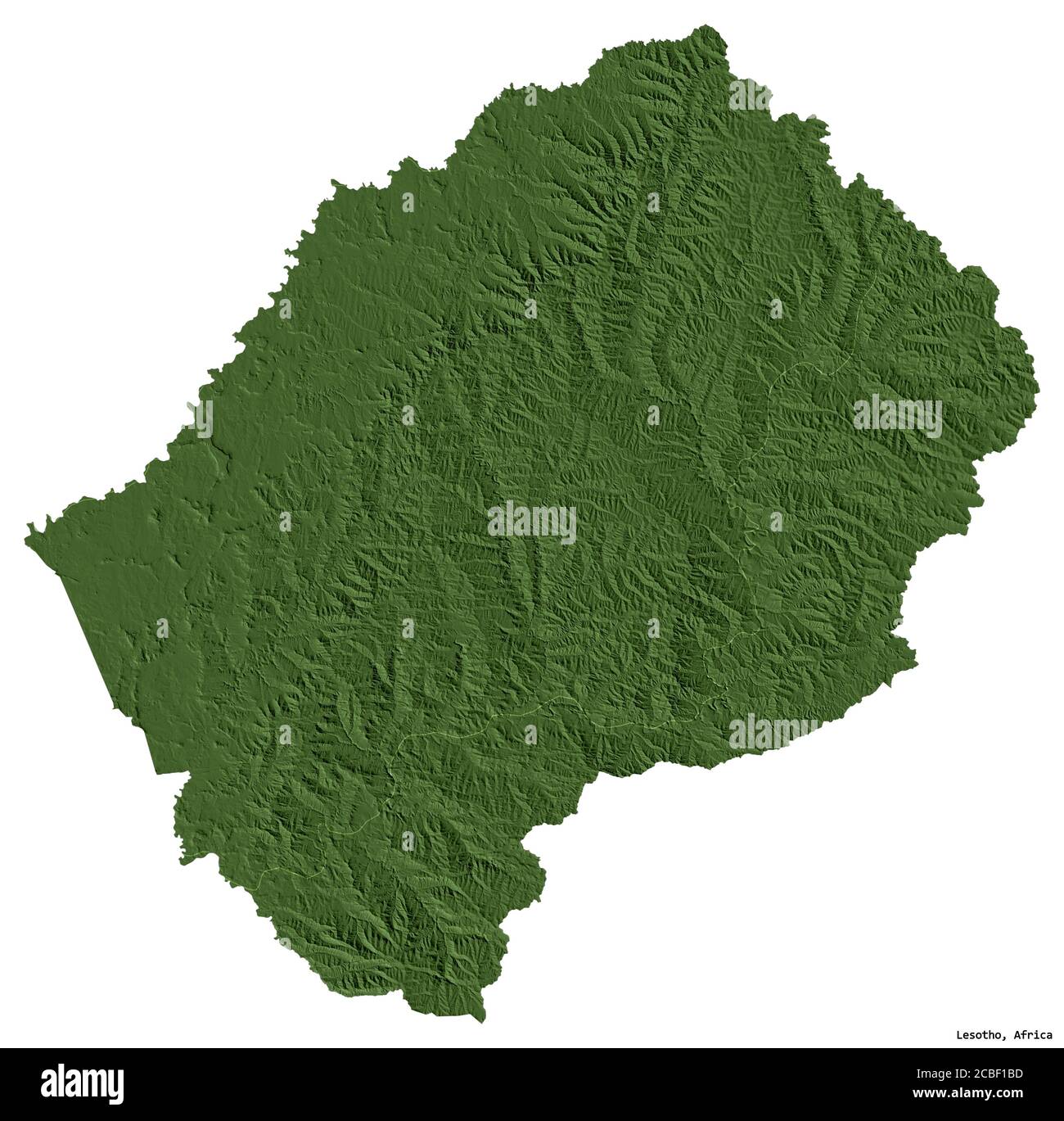 Shape of Lesotho with its capital isolated on white background. Colored ...