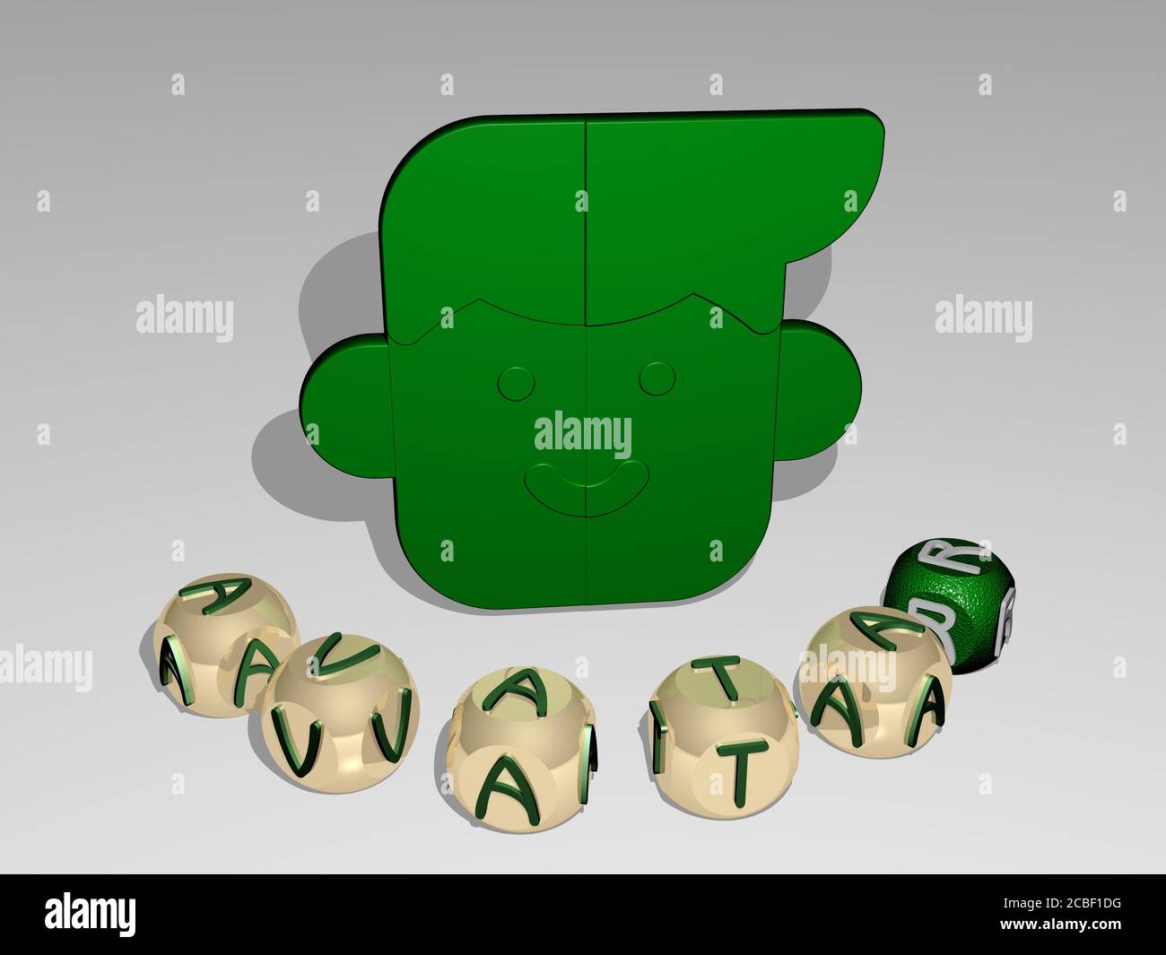 avatar round text of cubic letters around 3D icon - 3D illustration for ...