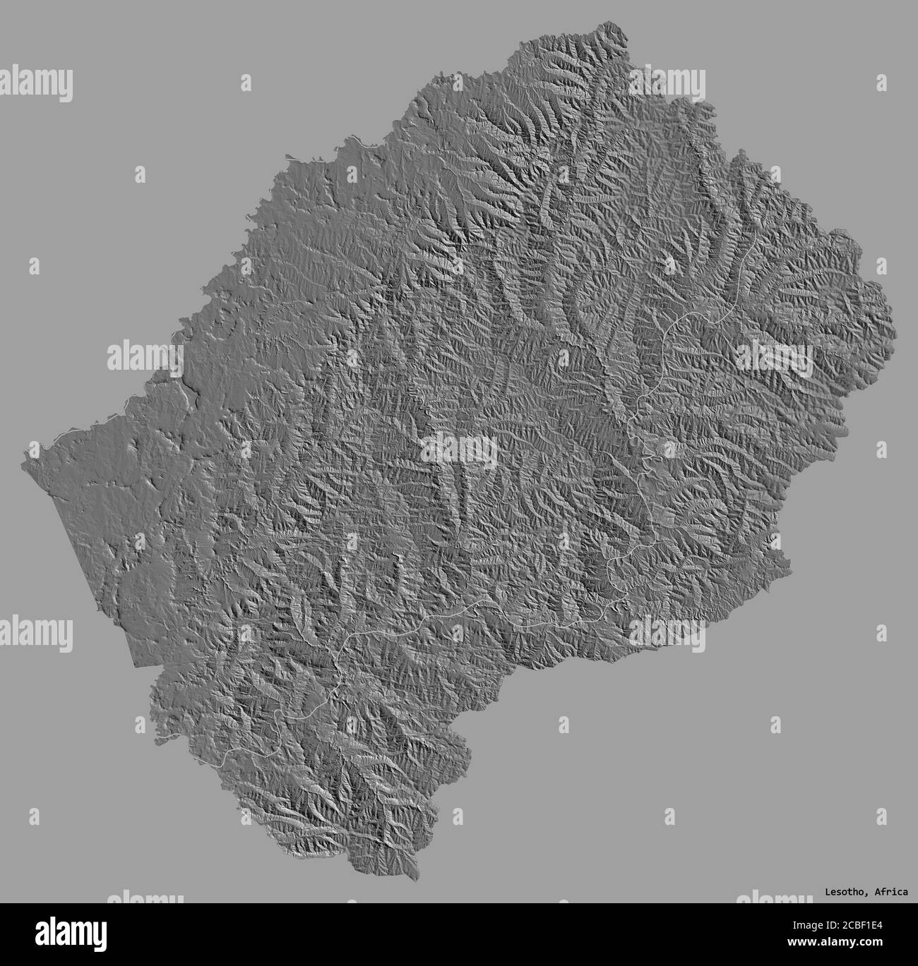 Shape of Lesotho with its capital isolated on a solid color background ...