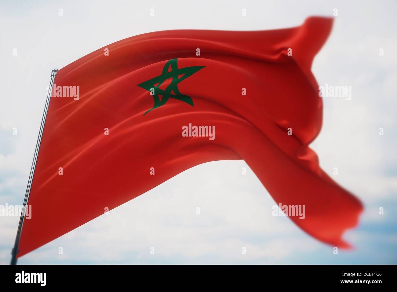 Waving flags of the world - flag of Morocco. Waved highly detailed ...
