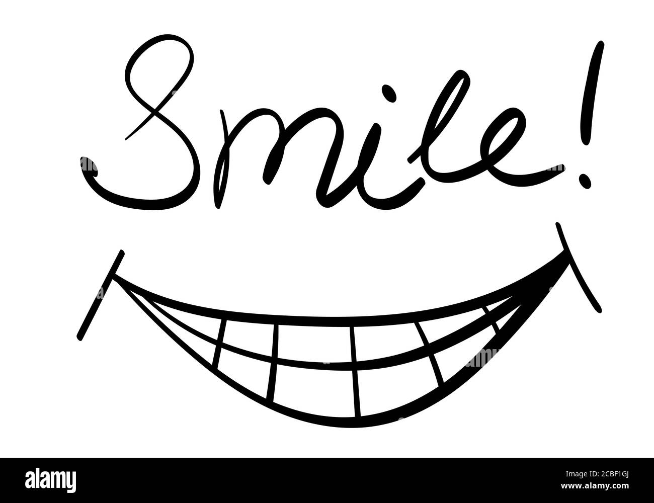 Smile hand drawn lettering isolate on white background. Vector ...