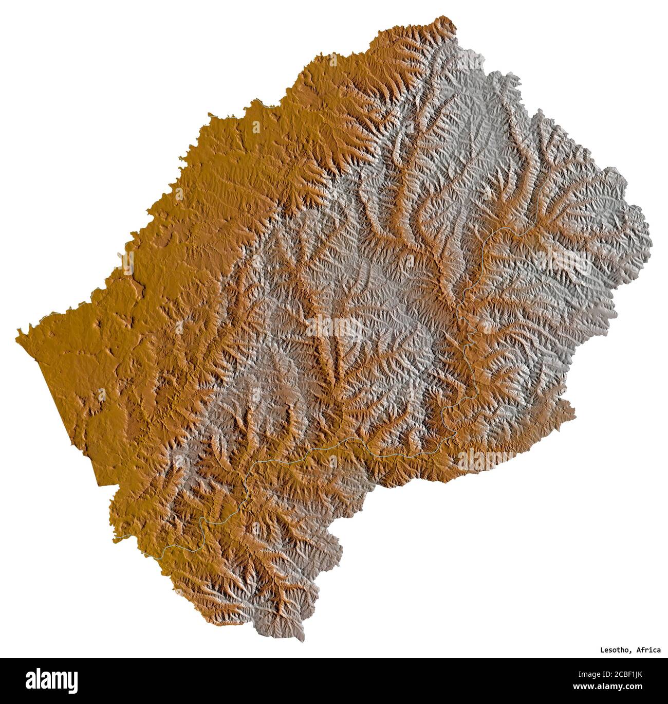 Shape of Lesotho with its capital isolated on white background ...
