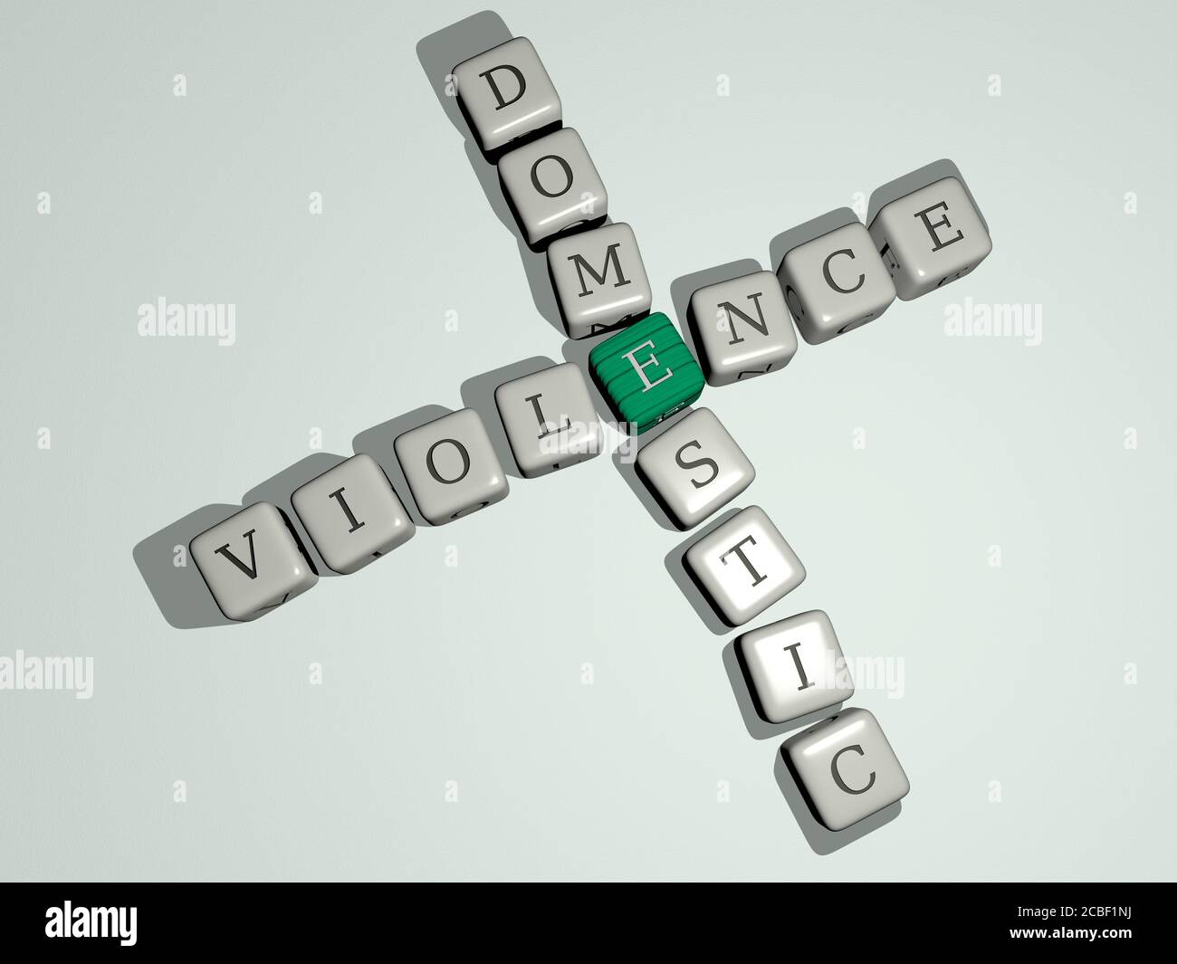 VIOLENCE DOMESTIC crossword by cubic dice letters - 3D illustration for ...