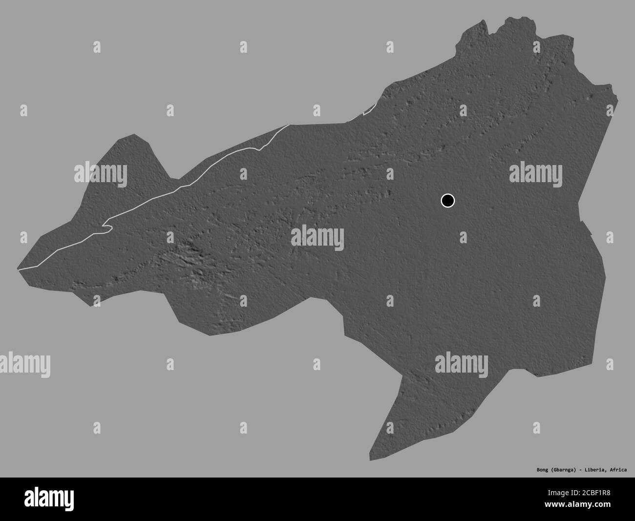 Shape of Bong, county of Liberia, with its capital isolated on a solid ...