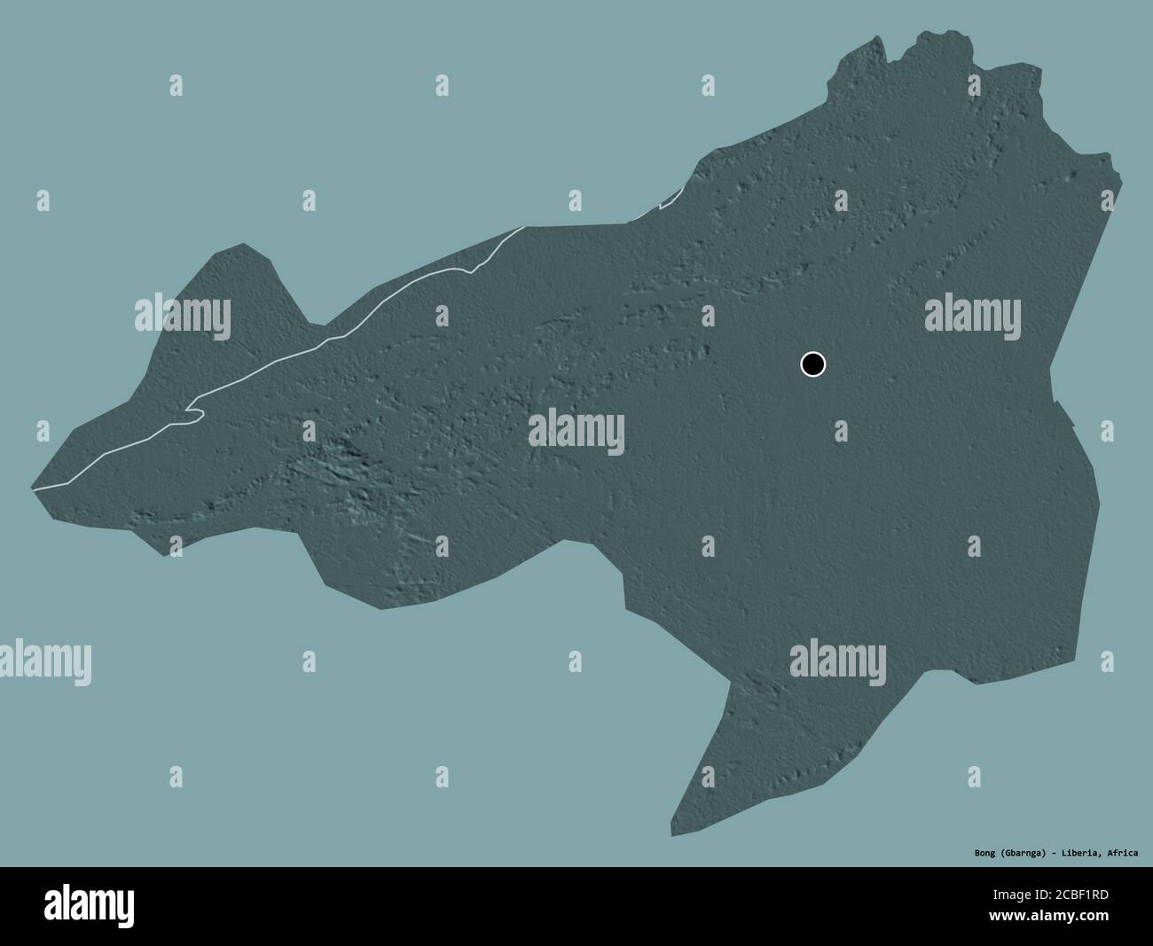 Shape of Bong, county of Liberia, with its capital isolated on a solid ...
