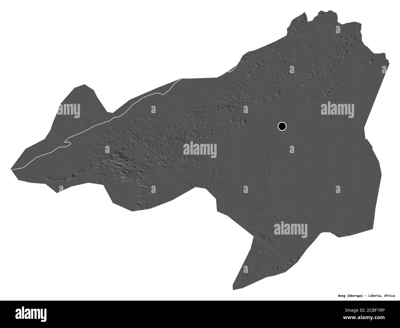 Shape of Bong, county of Liberia, with its capital isolated on white ...