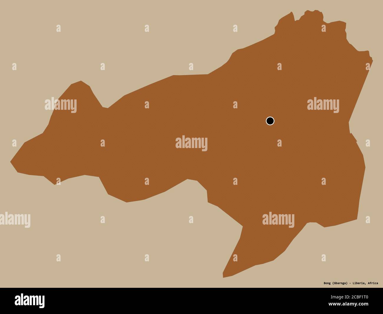 Shape of Bong, county of Liberia, with its capital isolated on a solid ...