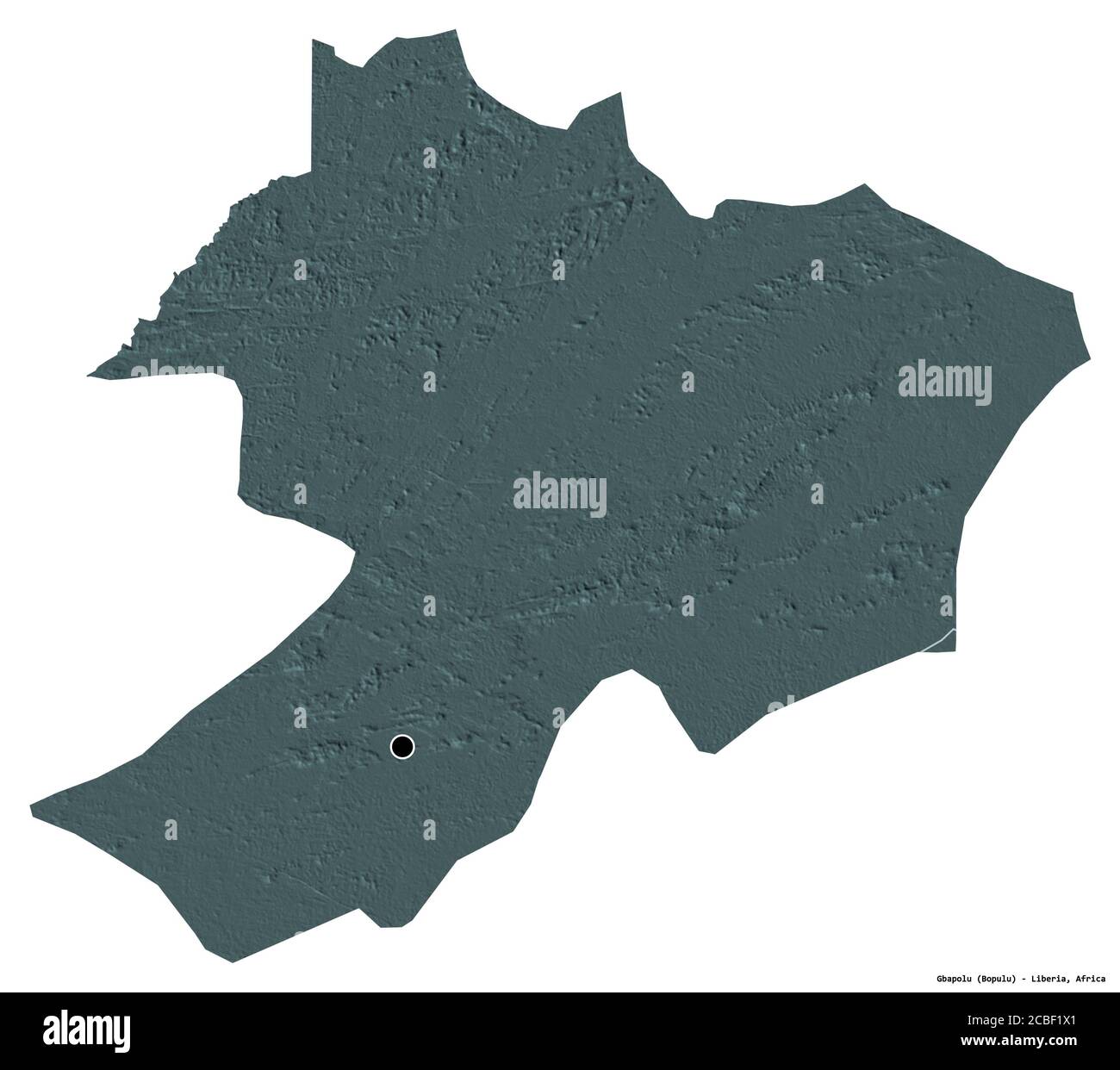 Shape of Gbapolu, county of Liberia, with its capital isolated on white ...