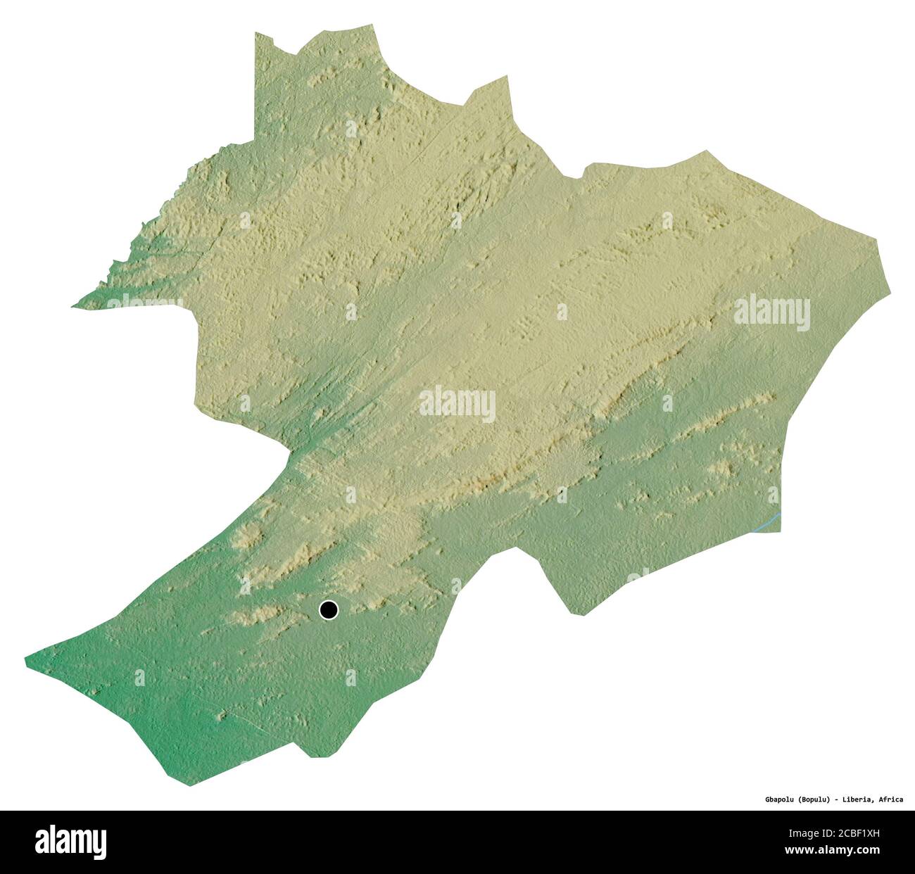 Shape of Gbapolu, county of Liberia, with its capital isolated on white ...