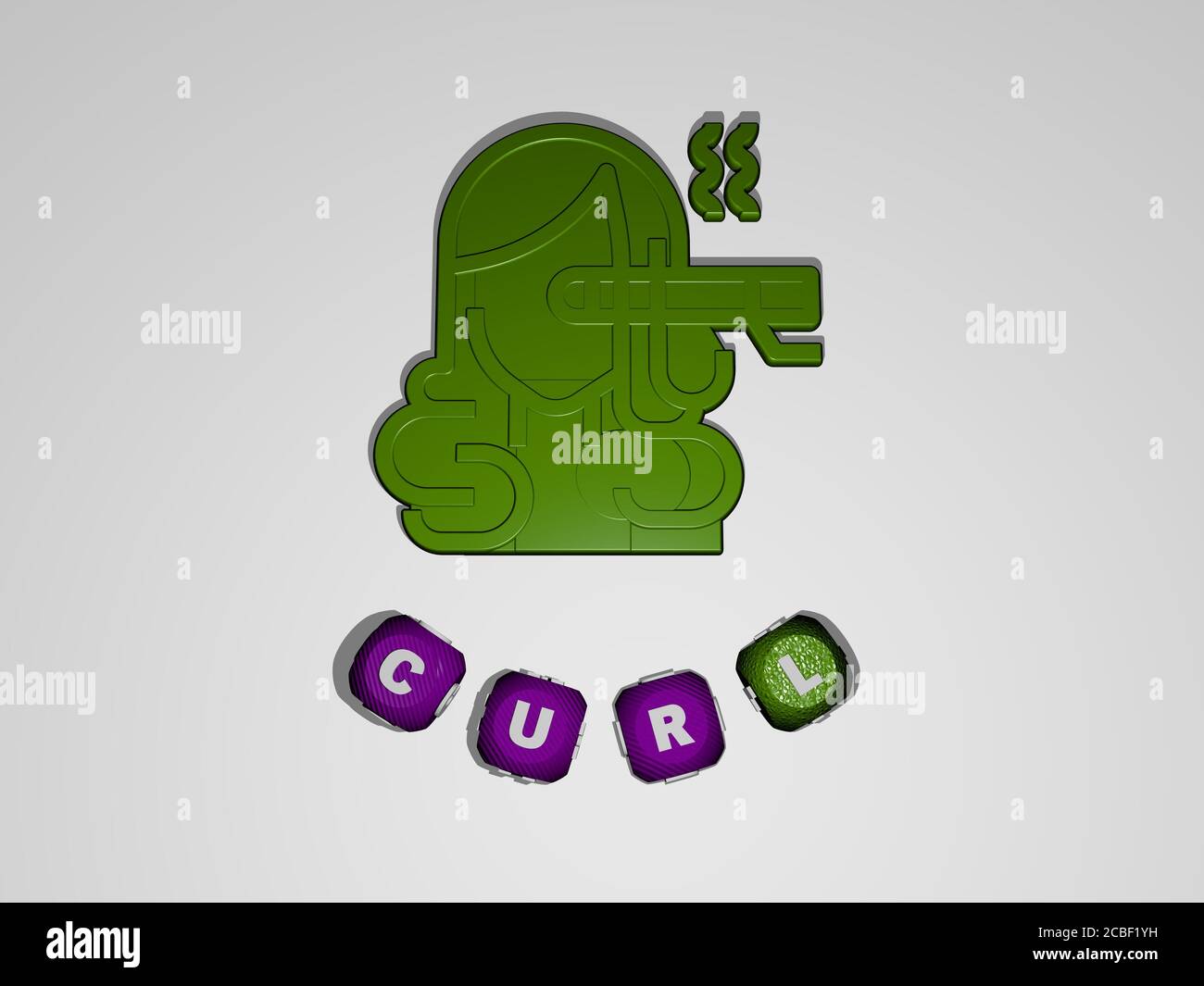 CURL text around the 3D icon - 3D illustration for background and ...