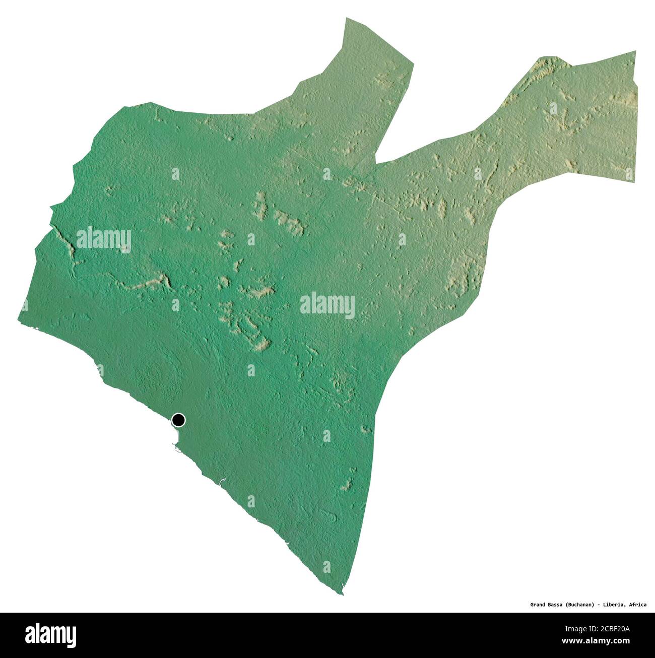 Shape of Grand Bassa, county of Liberia, with its capital isolated on ...