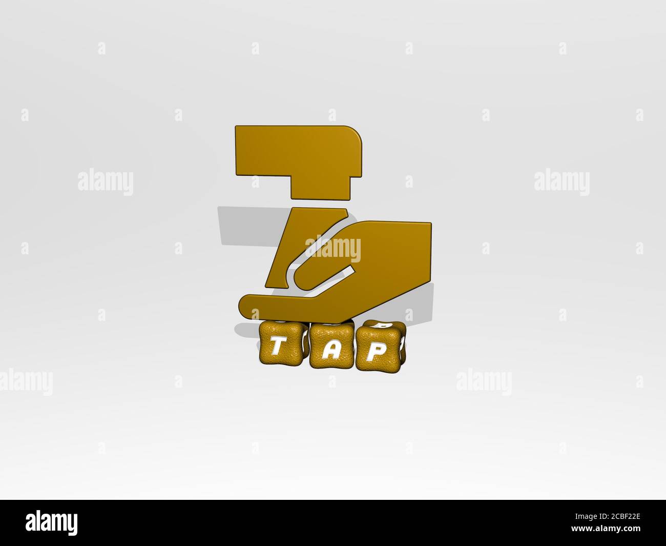 tap 3D icon on cubic text - 3D illustration for water and background ...