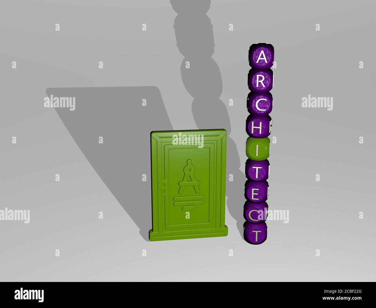 ARCHITECT text beside the 3D icon - 3D illustration for construction ...