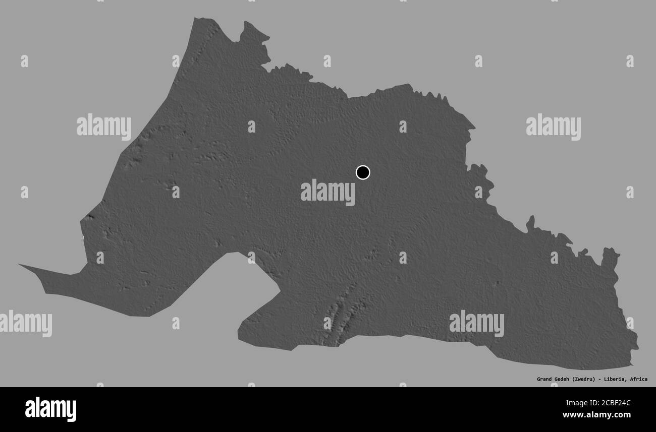 Shape of Grand Gedeh, county of Liberia, with its capital isolated on a ...