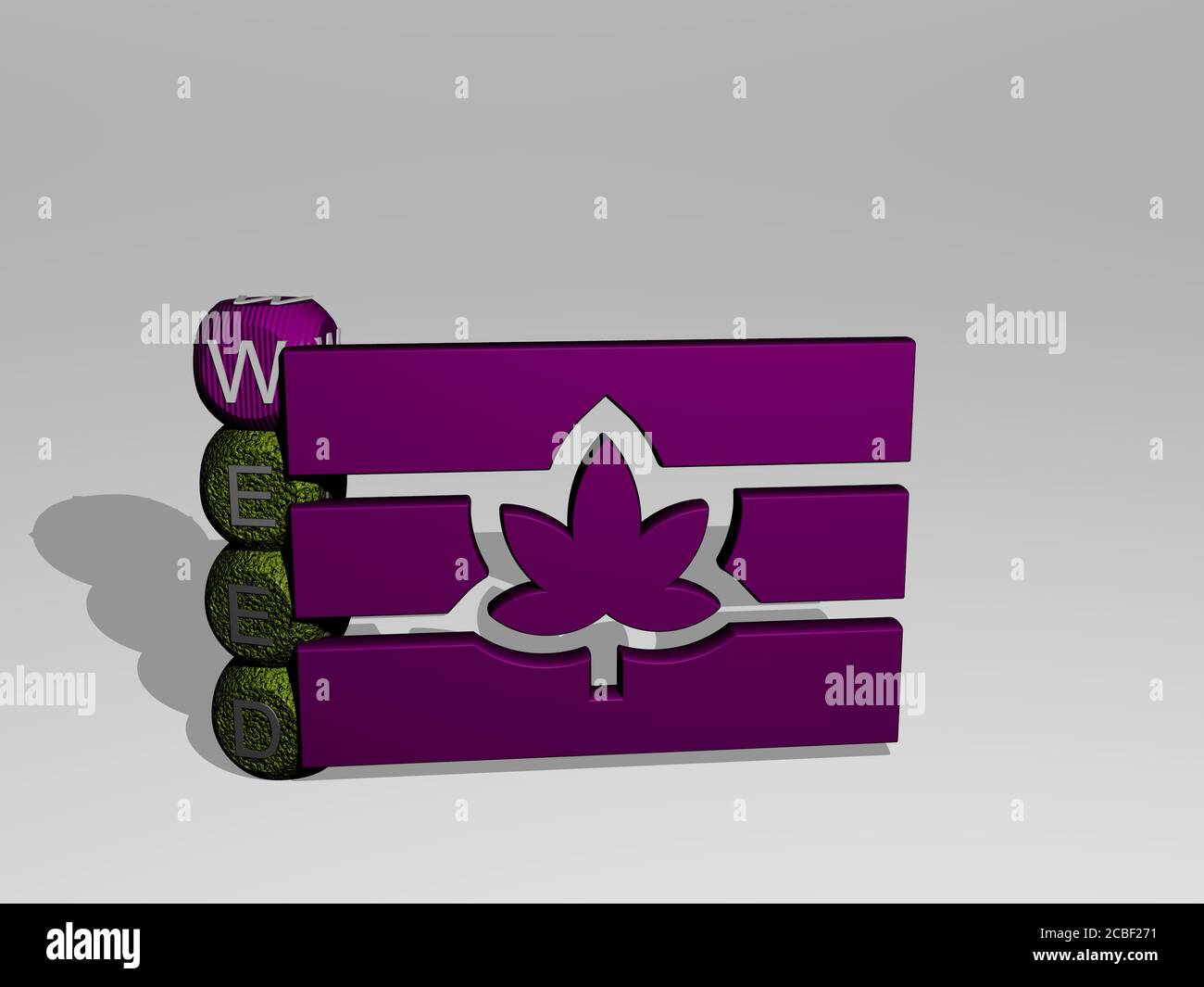 WEED 3D icon and dice letter text - 3D illustration for background and ...